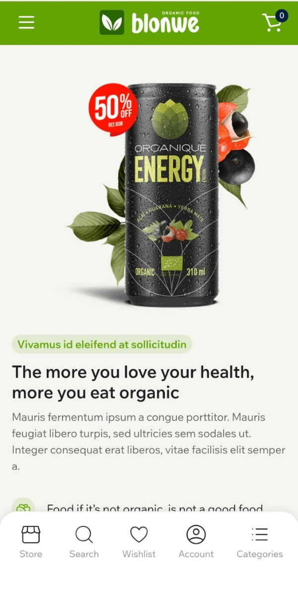 Organic e-Commerce Website Template - Topsite